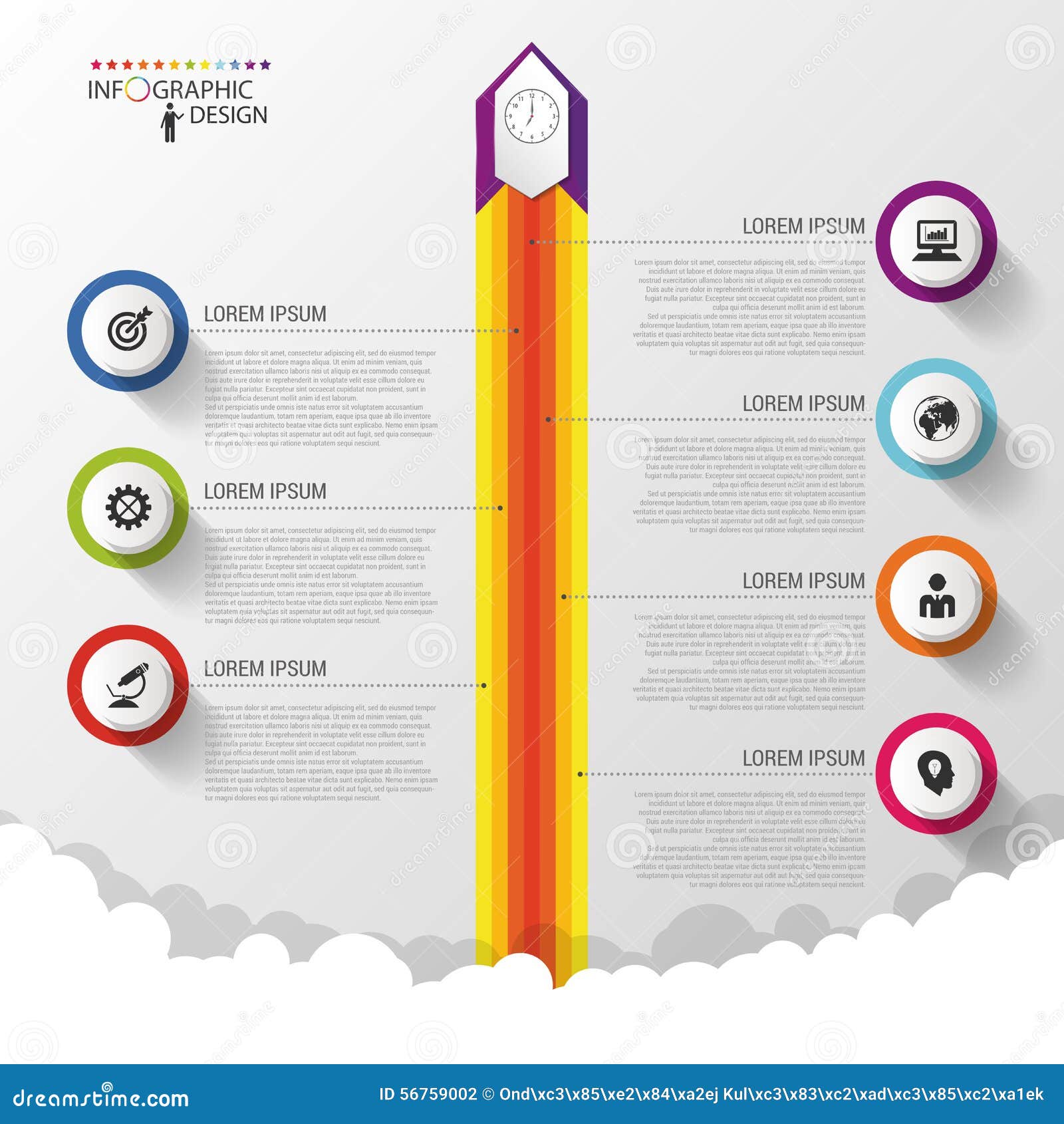 Business Timeline Infographic with Buttons and Icons. Vector Template ...