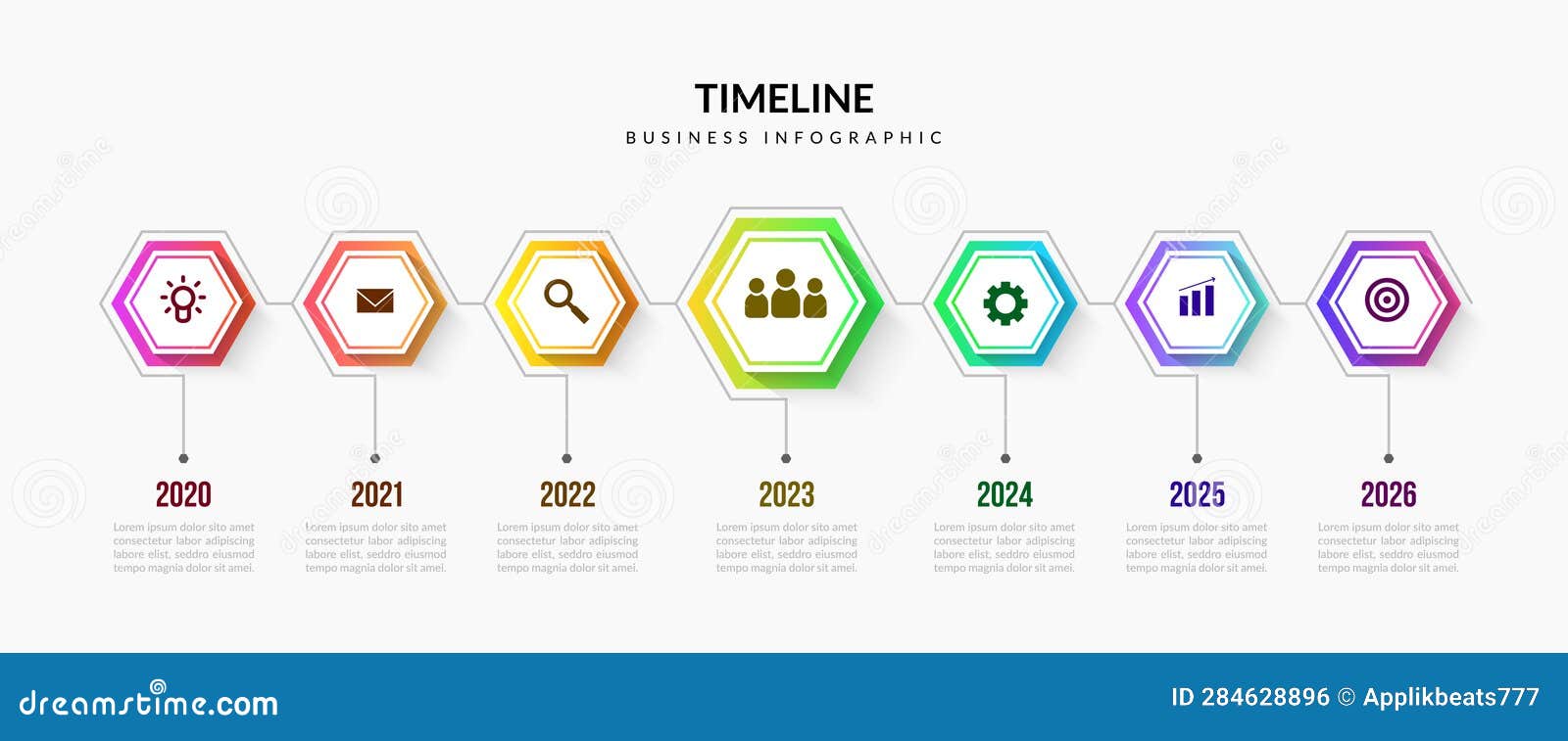 Business Timeline Infographic Elements, Colorful Process Chart with ...