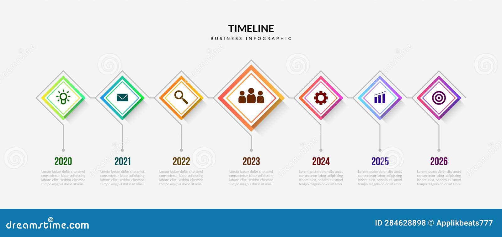 Business Timeline Infographic Elements, Colorful Process Chart with ...