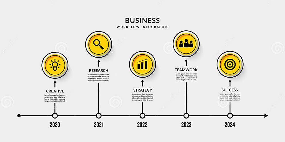 Business Timeline Infographic with Multiple Steps, Outline Data ...