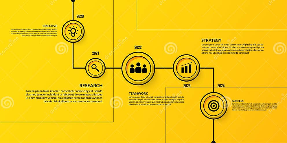 Business Timeline Infographic with Multiple Steps, Outline Data ...