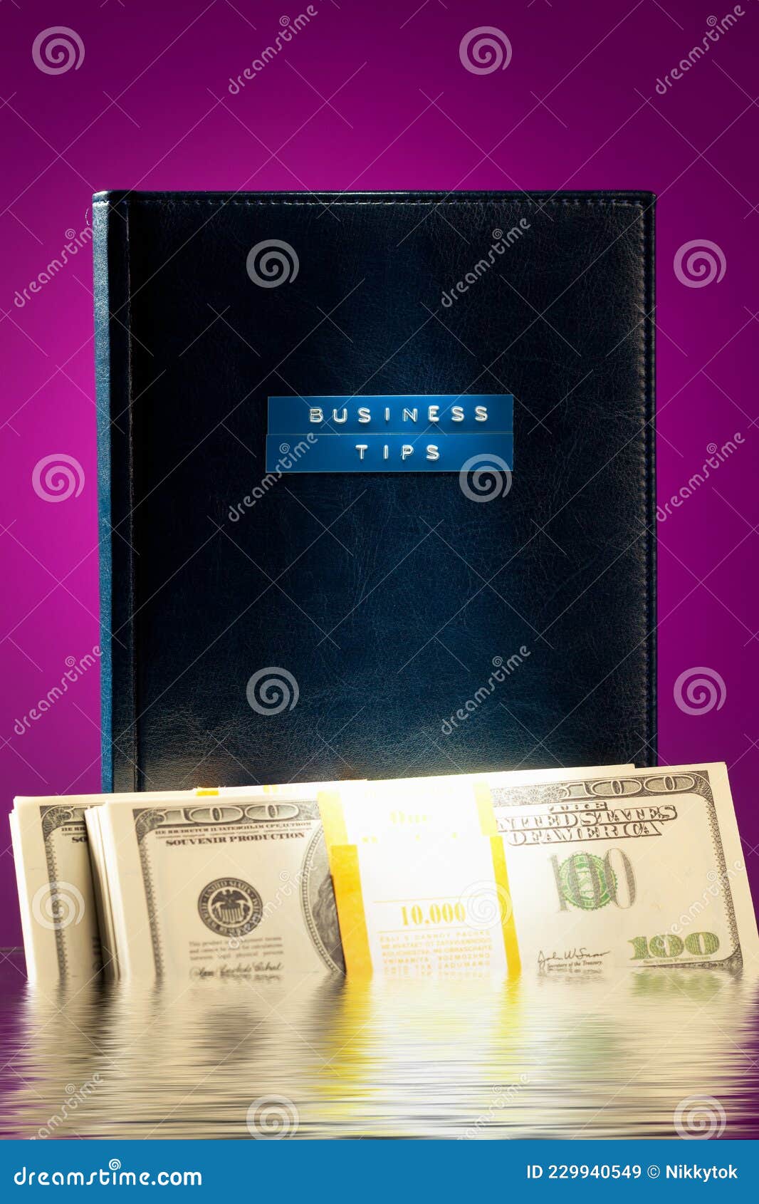 Business Tips Title on a Book and Money Stock Image - Image of planning ...