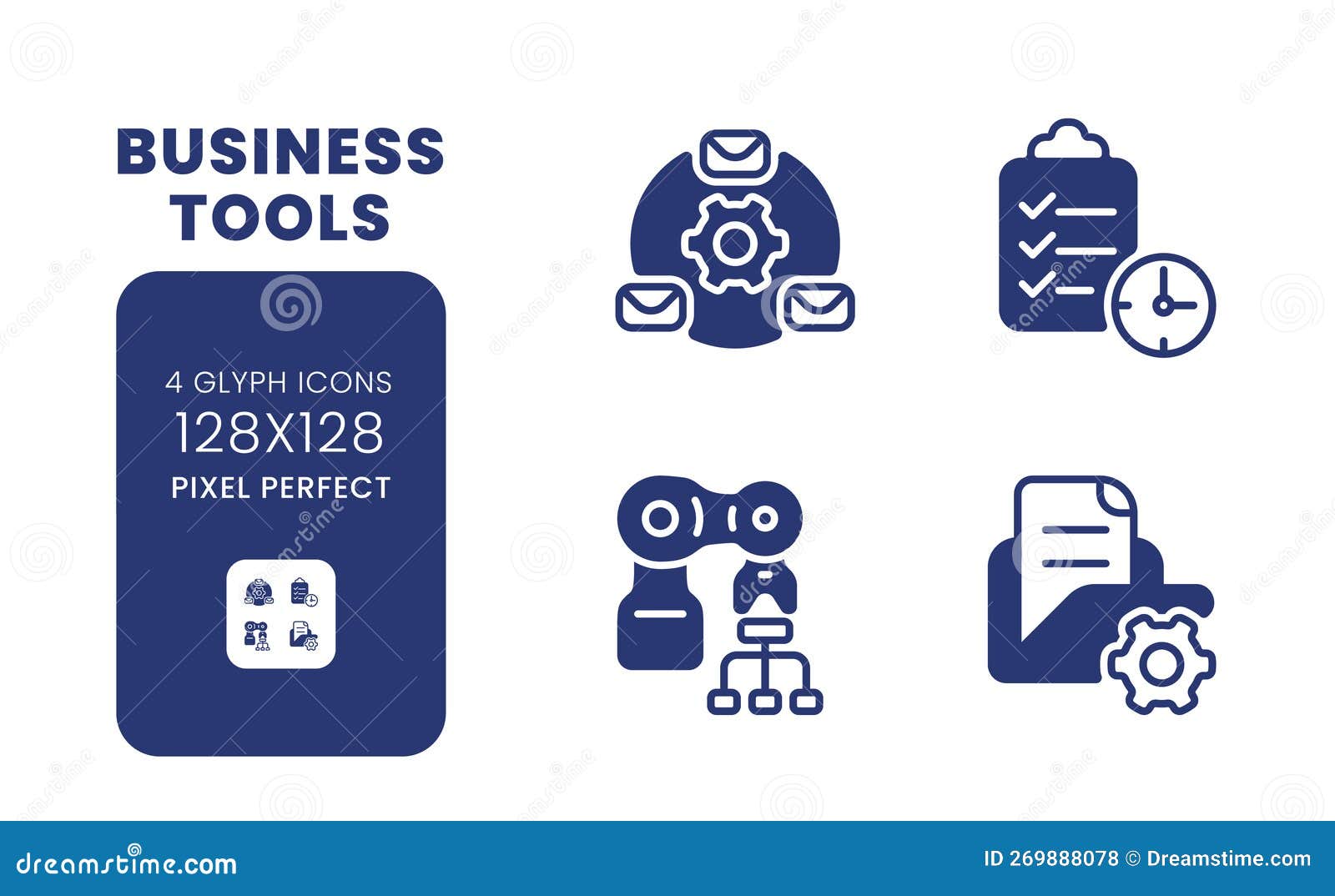 Business Tools Black Solid Desktop Icons Pack Stock Vector ...
