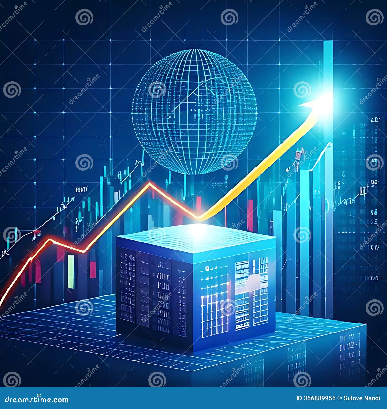Business Graph on the Globe so New Look Stock Illustration ...