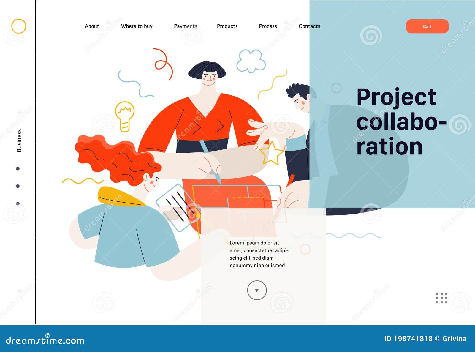 Business Topics - Project Collaboration, Web Template Stock Vector ...