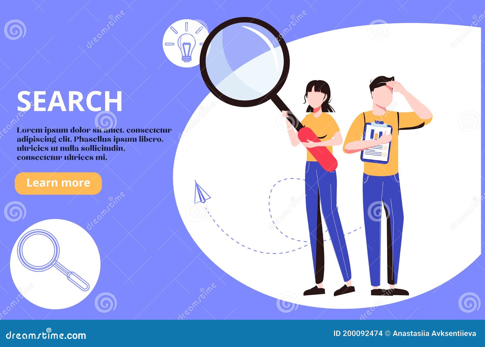 Business Topics -search, Web Template, Header. Flat Style Modern ...