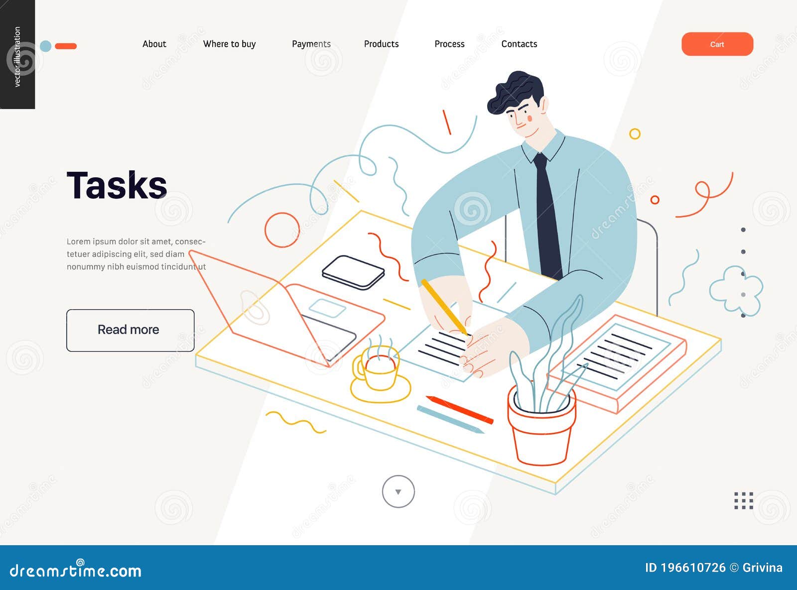 Business Topics - Tasks, Web Template Stock Vector - Illustration of ...