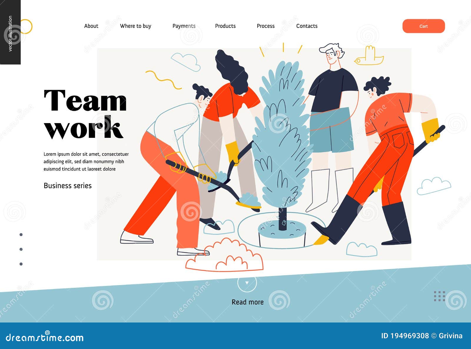 Business Topics - Teamwork, Web Template Stock Vector - Illustration of ...