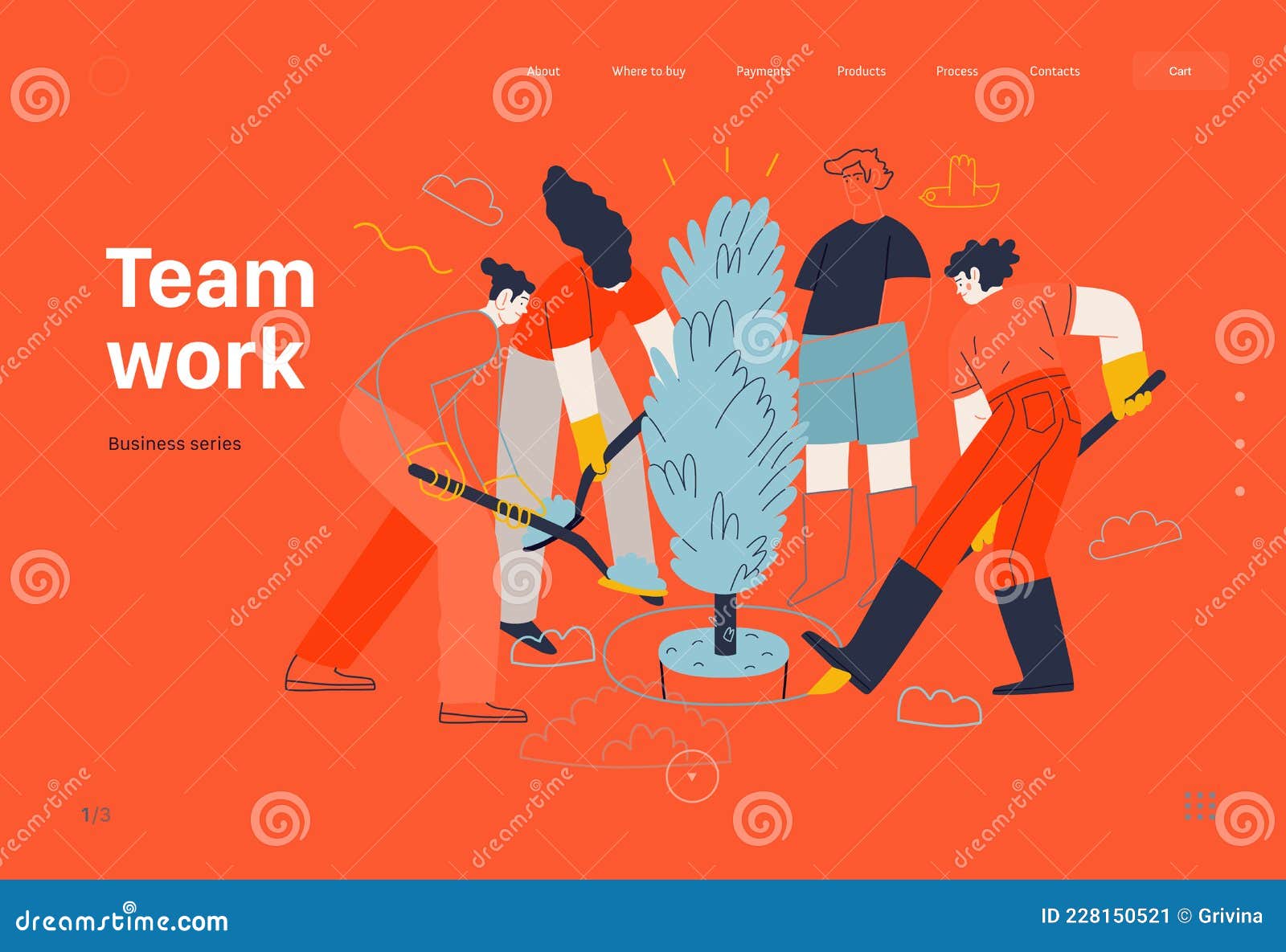 Business Topics - Teamwork, Web Template. Modern Flat Vector Stock ...