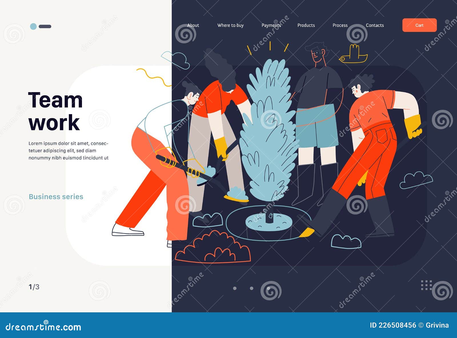 Business Topics - Teamwork, Web Template. Modern Flat Vector Stock ...