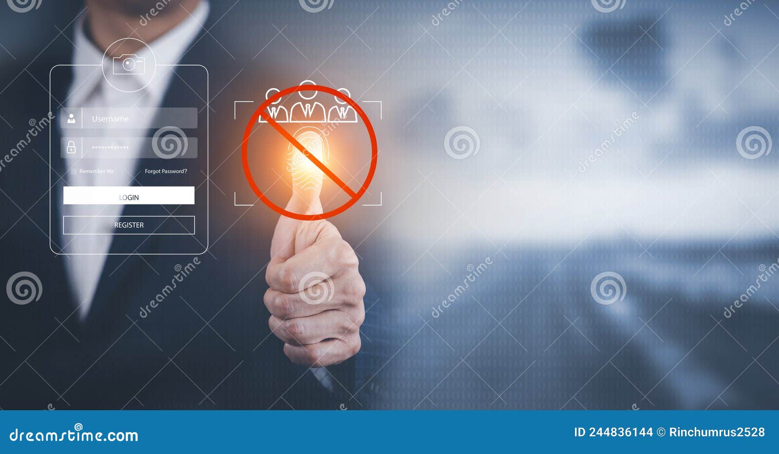 Business Touch Scan Fingerprint with Virtual Global and Cyber Security ...