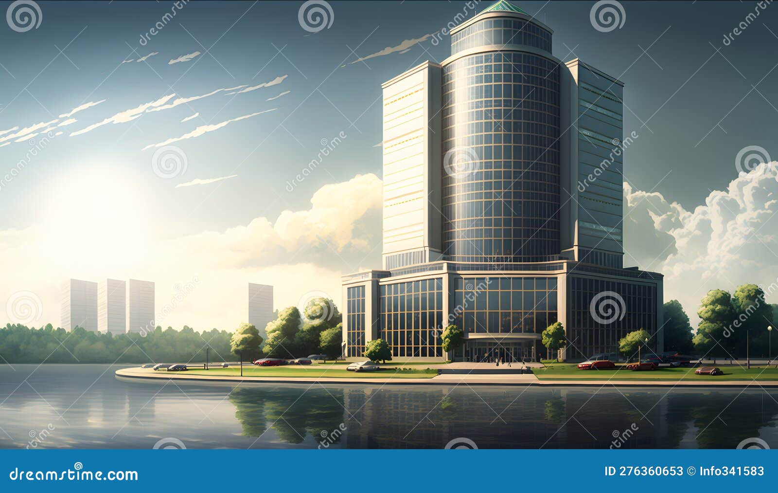 Business Tower Summer Realistic One Created with Generative AI Stock ...