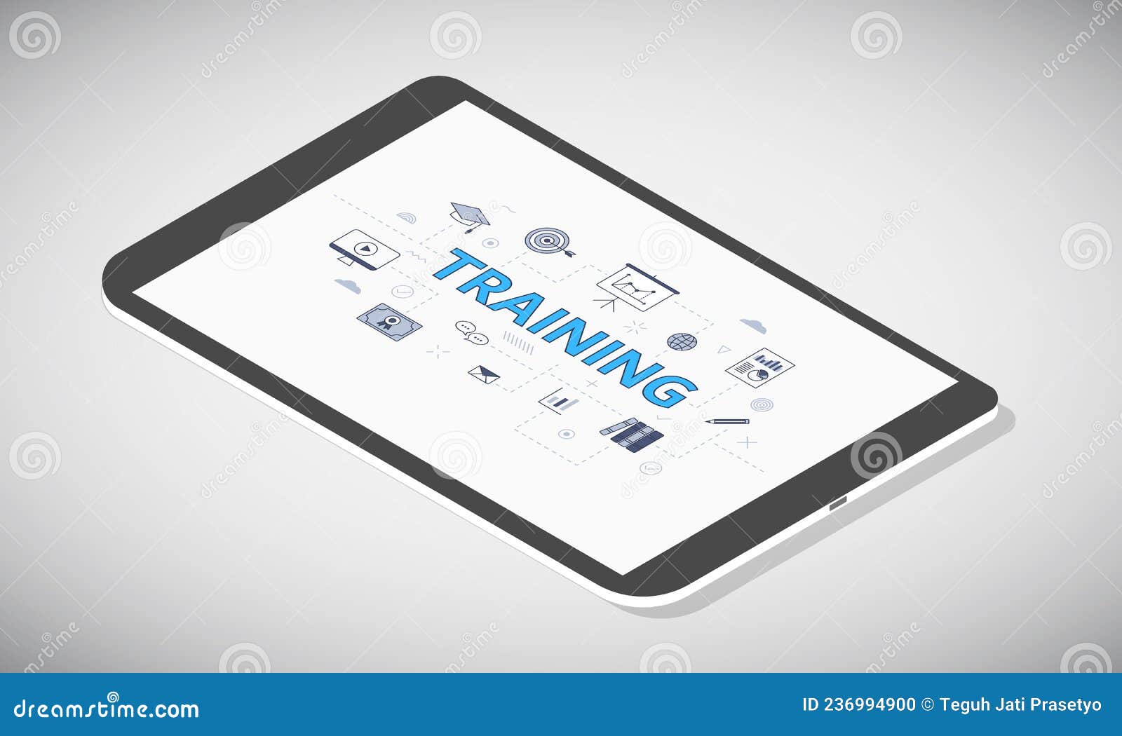 Business Training Concept on Tablet Screen with Isometric 3d Style ...