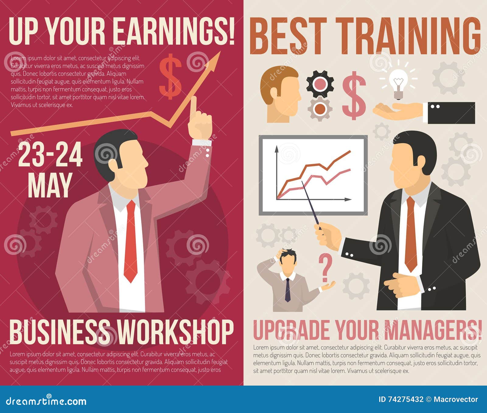 Business Training Consulting Flat Vertical Banners Stock Vector ...