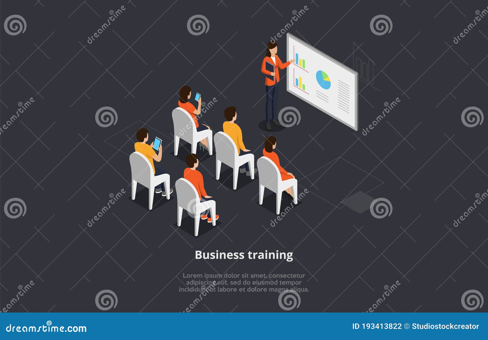 Business Training or Course Concept Vector Illustration. Isometric 3D ...