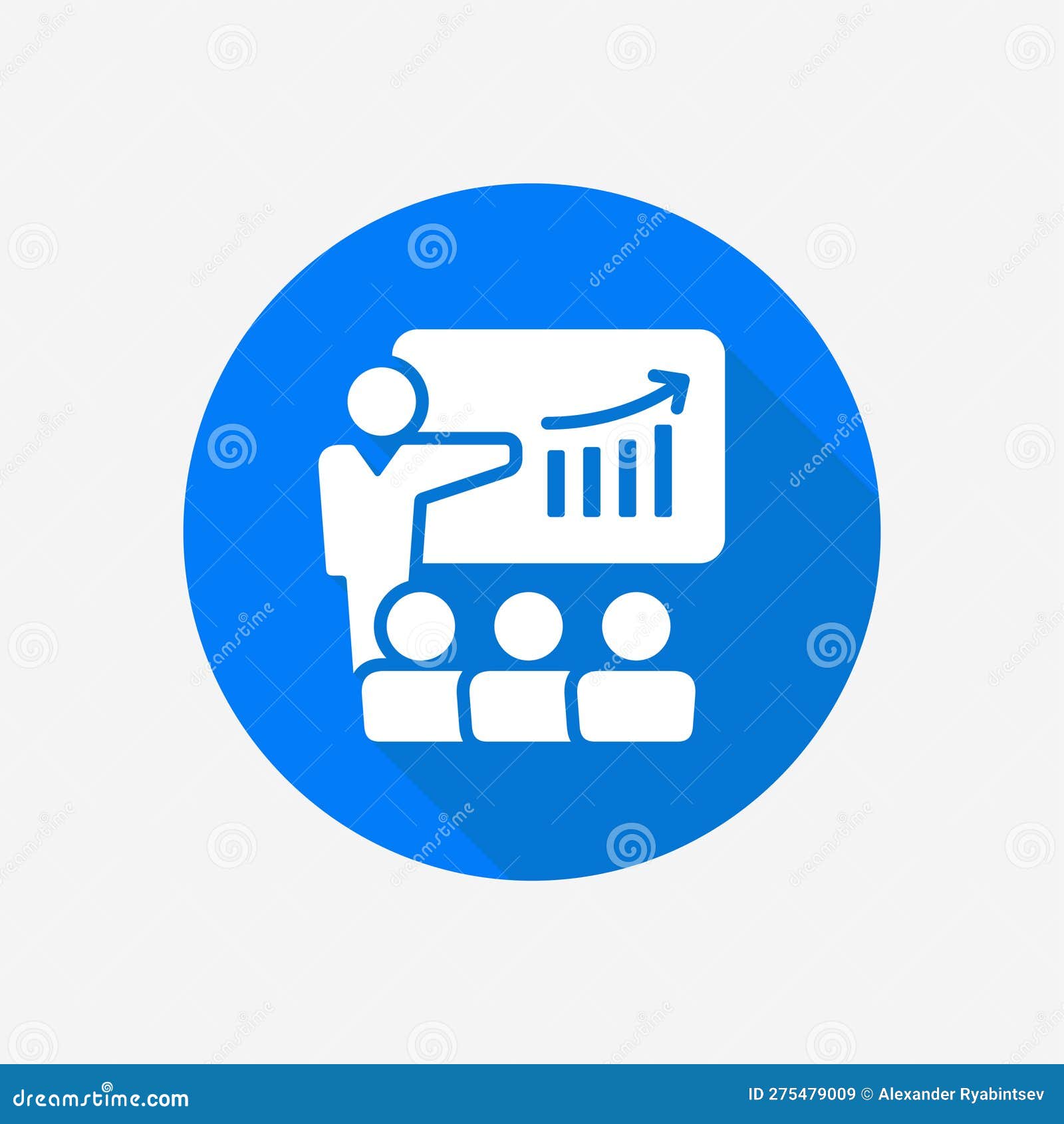 Business Training Flat Style Vector Icon White Coloured on Blue Circle ...