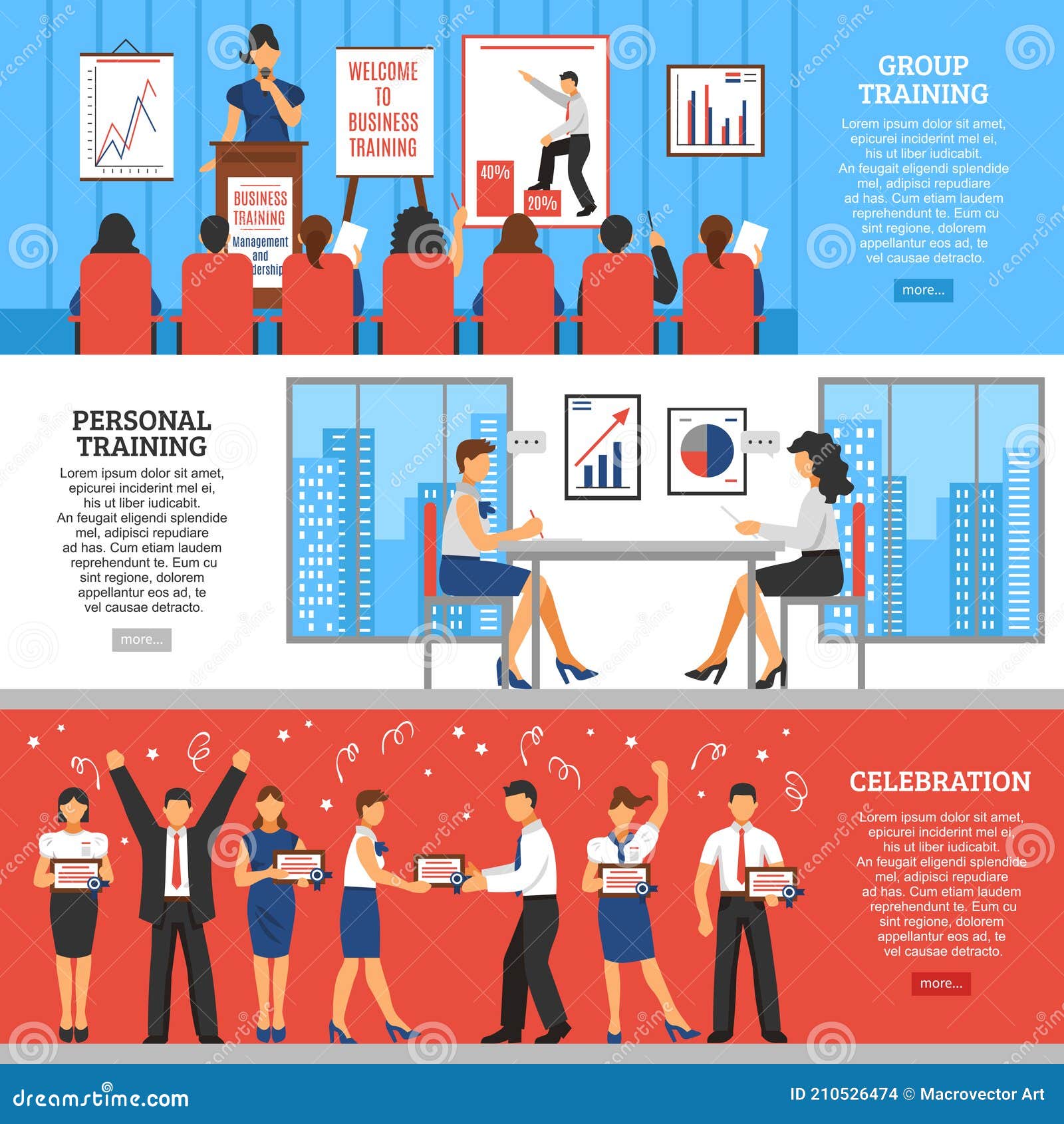 Business Training Horizontal Banners Stock Vector - Illustration of ...