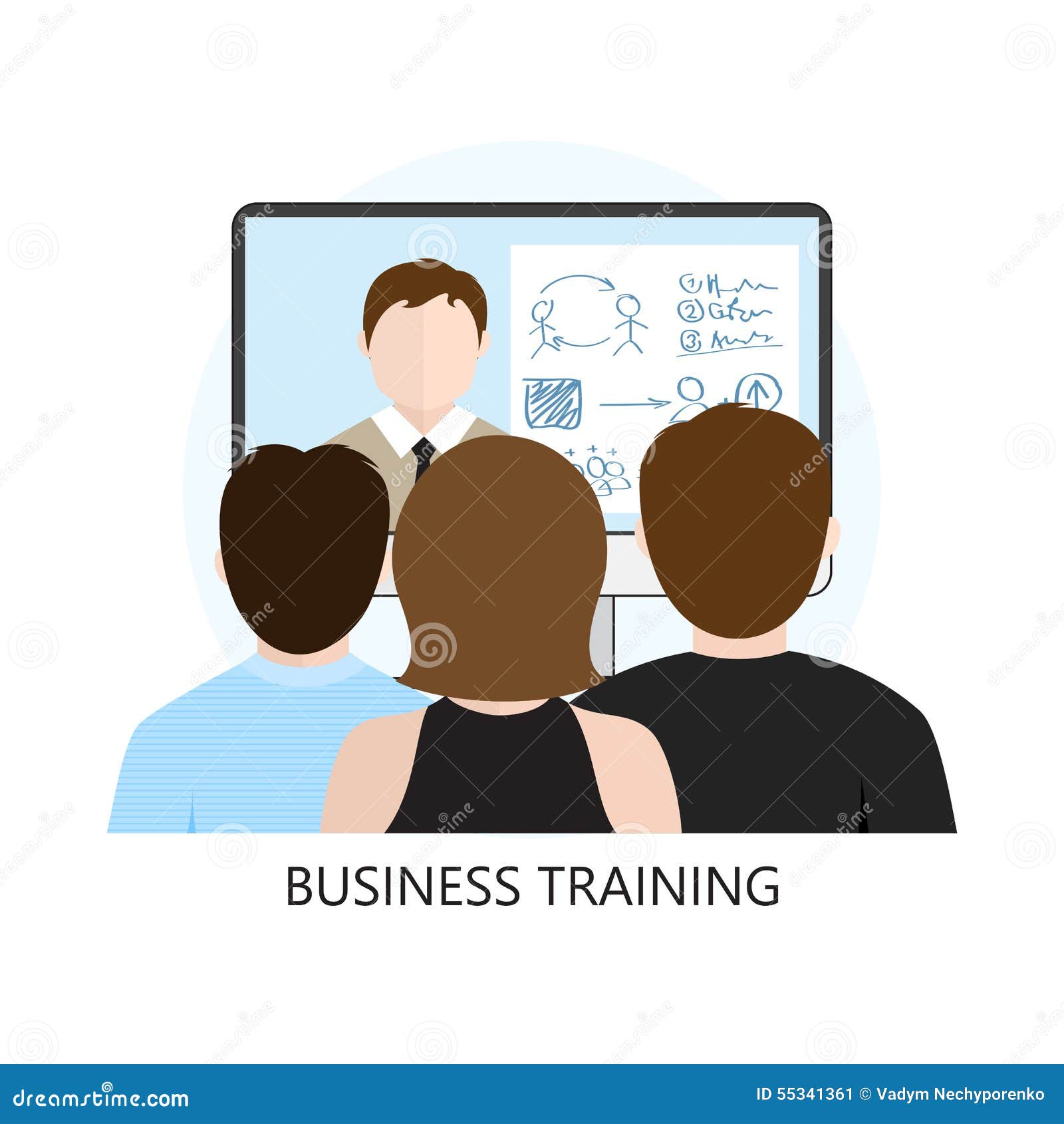 Business Training Icon Flat Design Concept Stock Vector - Illustration ...