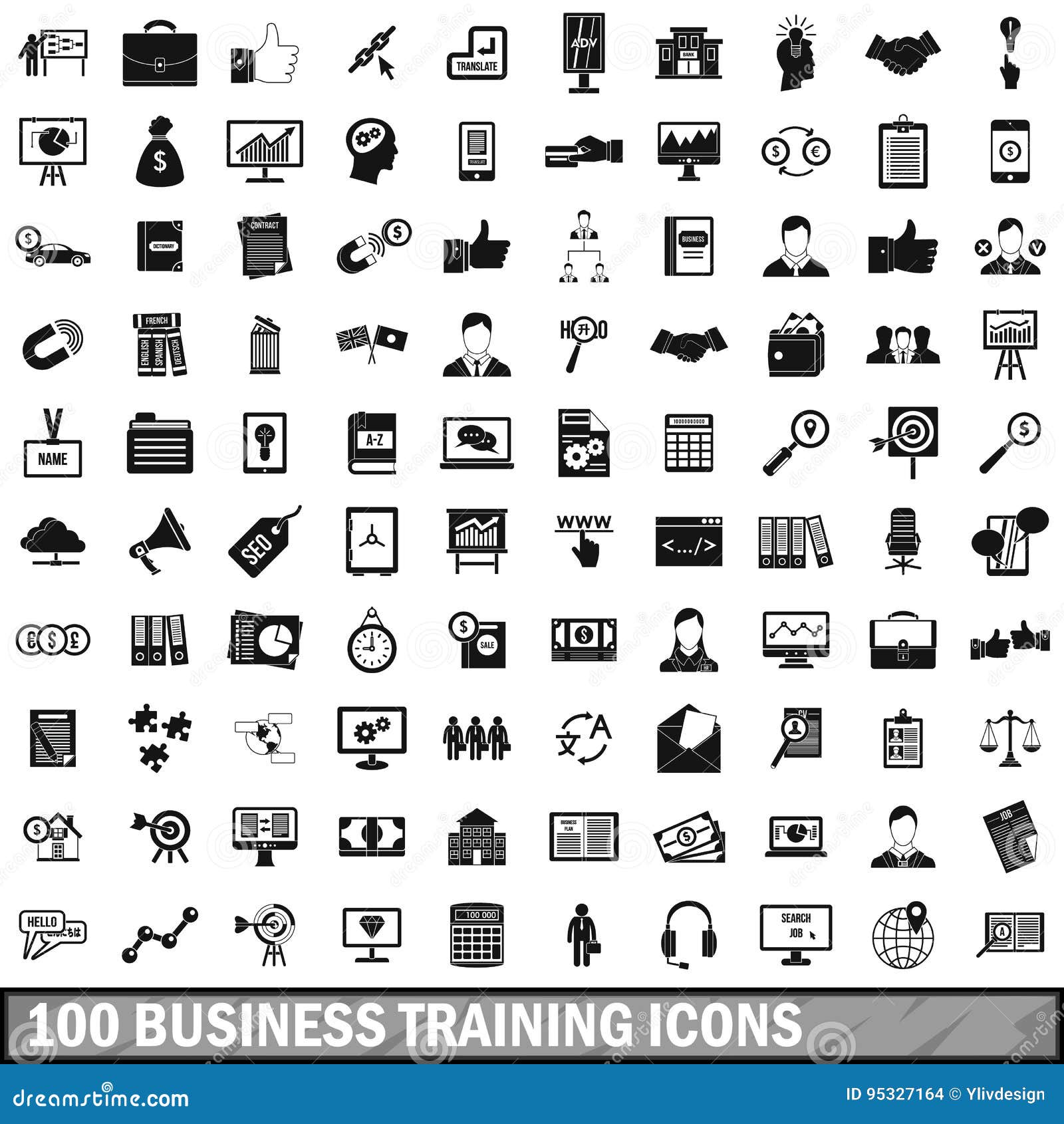 100 Business Training Icons Set, Simple Style Stock Vector ...