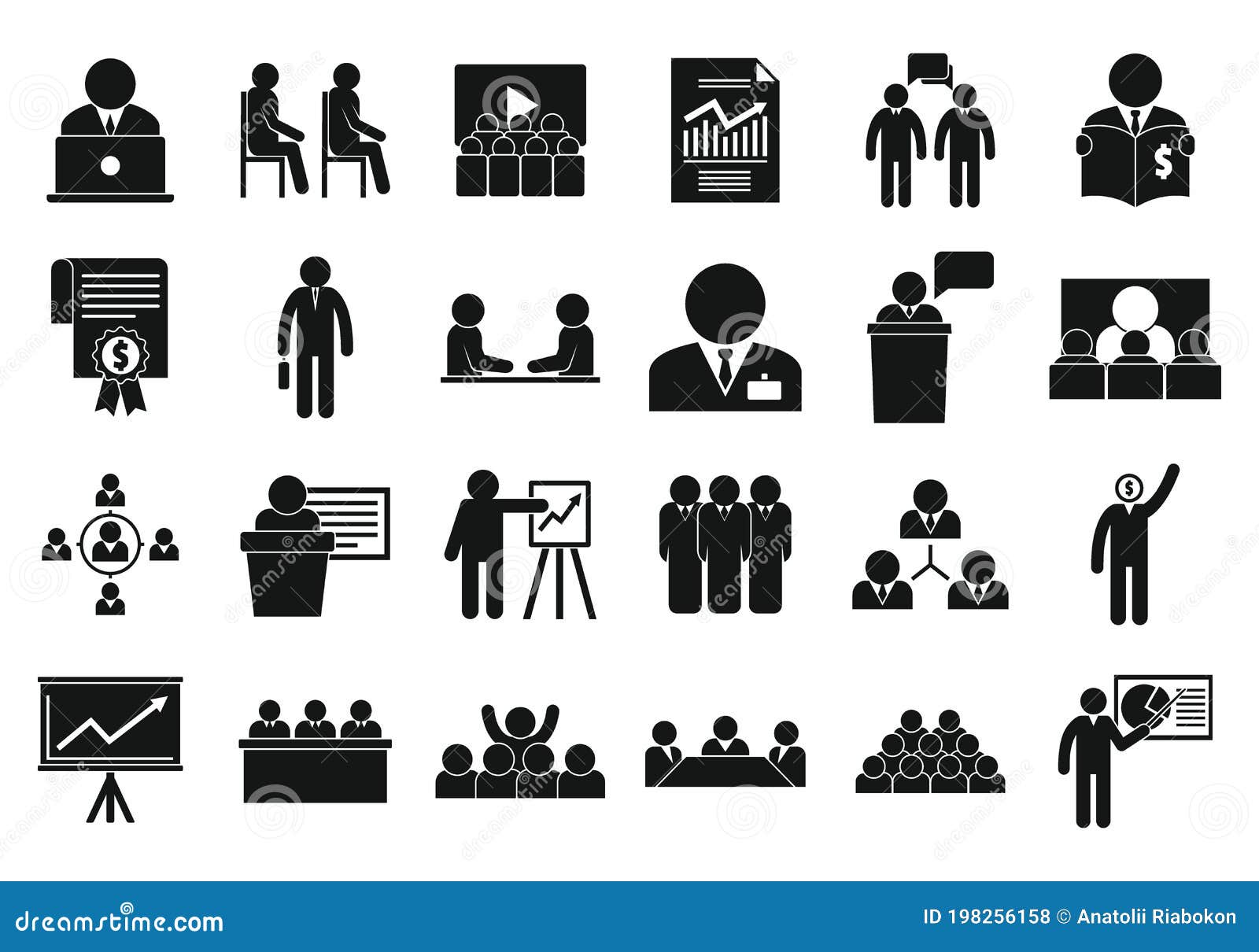 Business Training Icons Set, Simple Style Stock Vector - Illustration ...