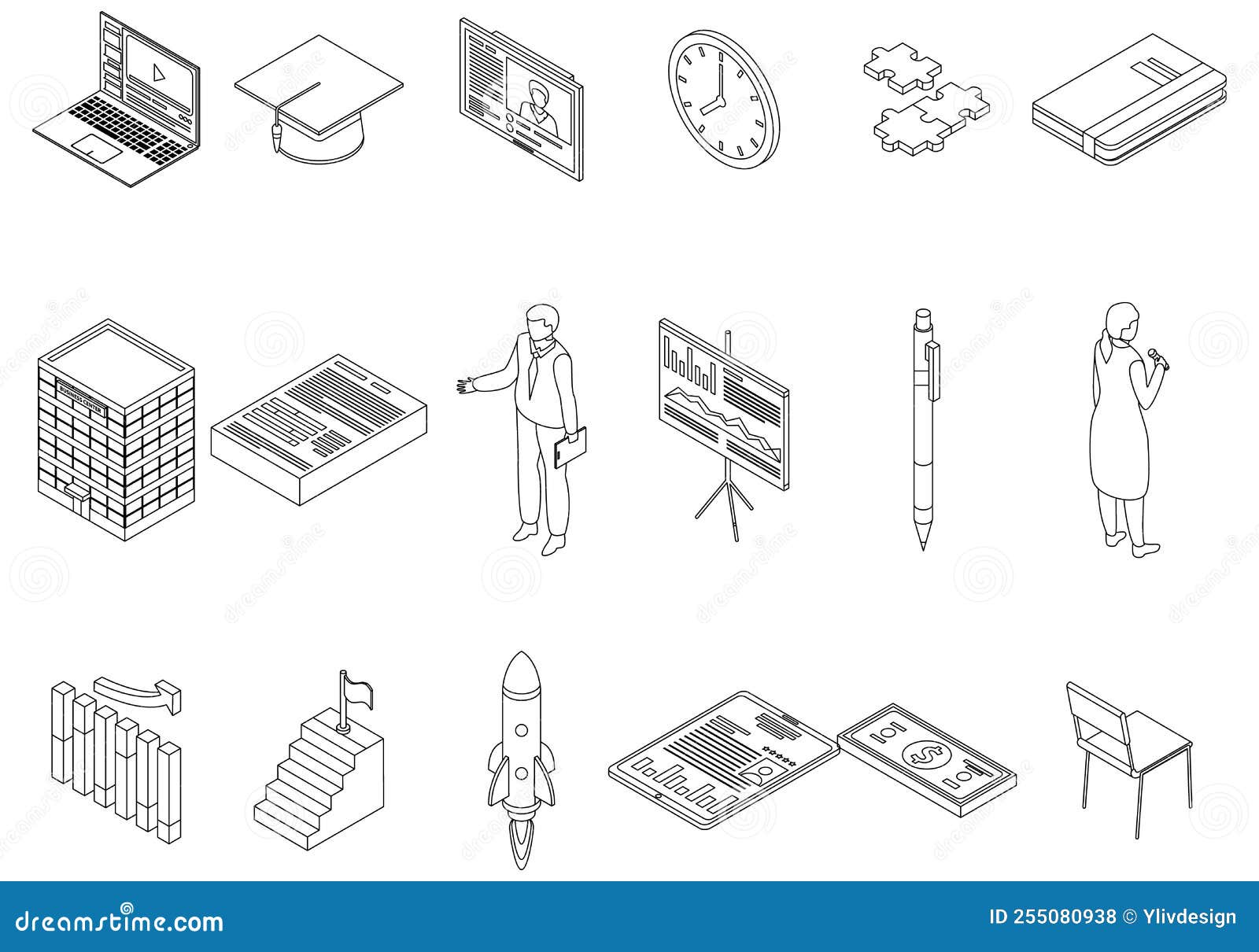 Business Training Icons Set Vector Outline Stock Illustration ...