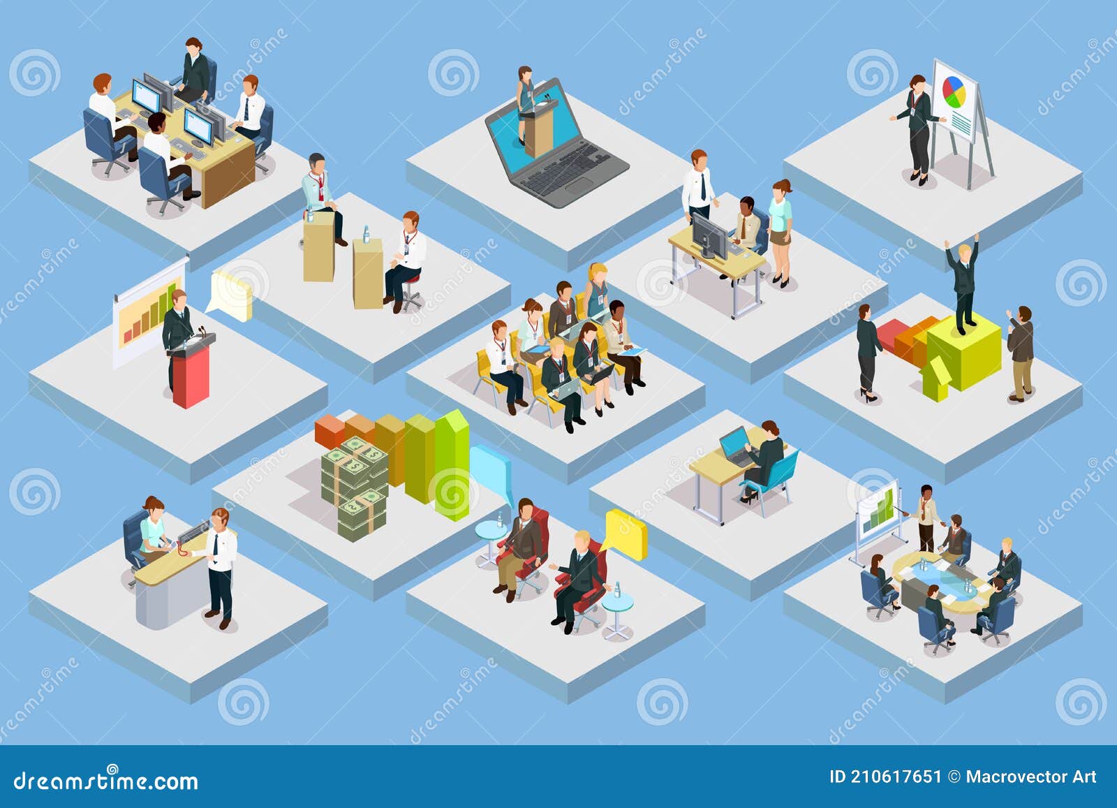 Business Training Isometric Set Stock Vector - Illustration of online ...