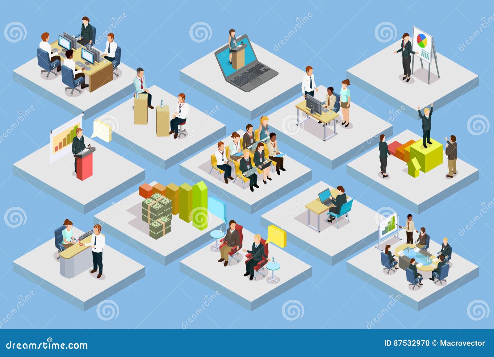 Business Training Isometric Set Stock Vector - Illustration of employee ...
