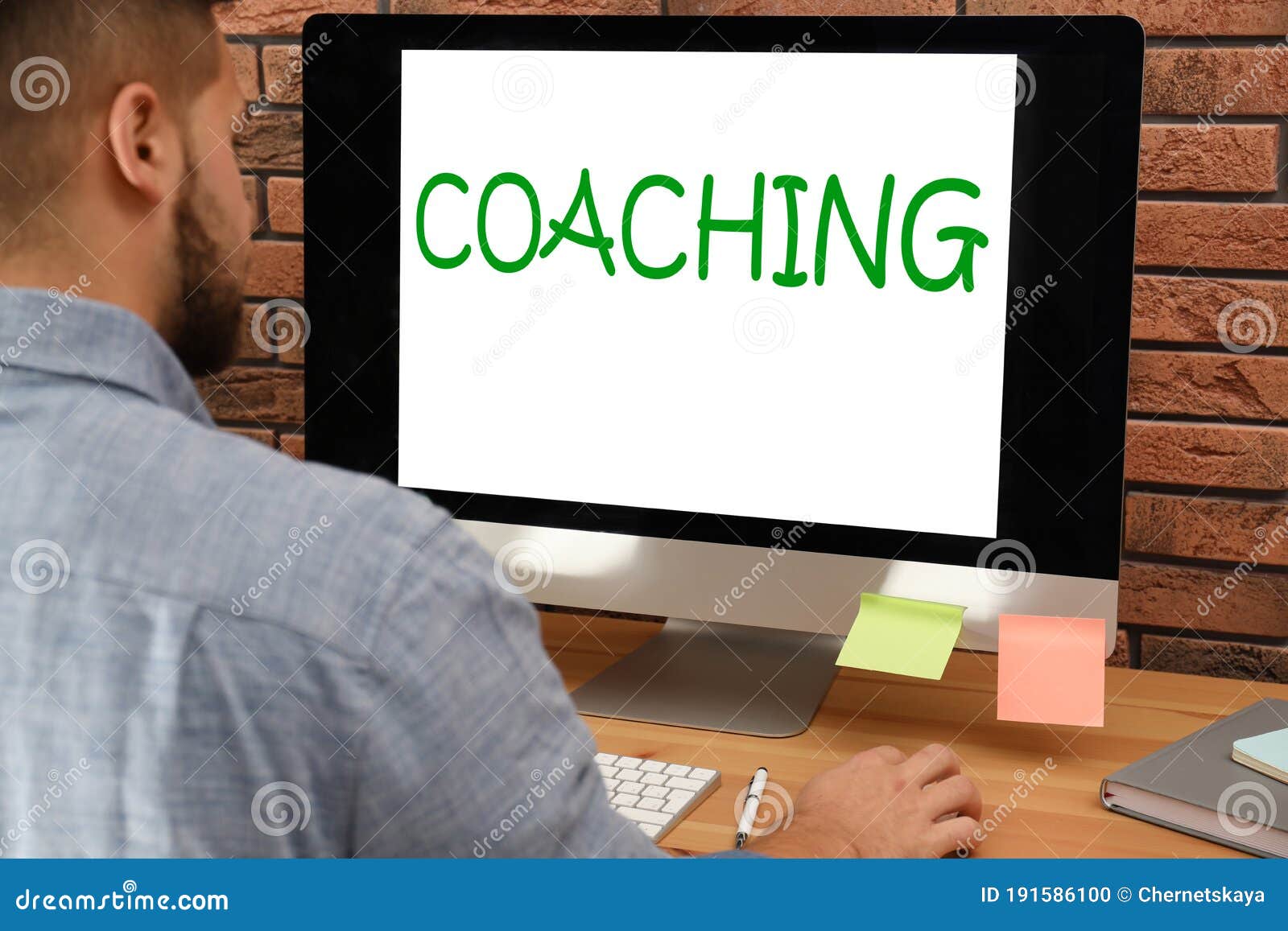 Business Training or Life Coaching. Man Watching Online Course Using ...