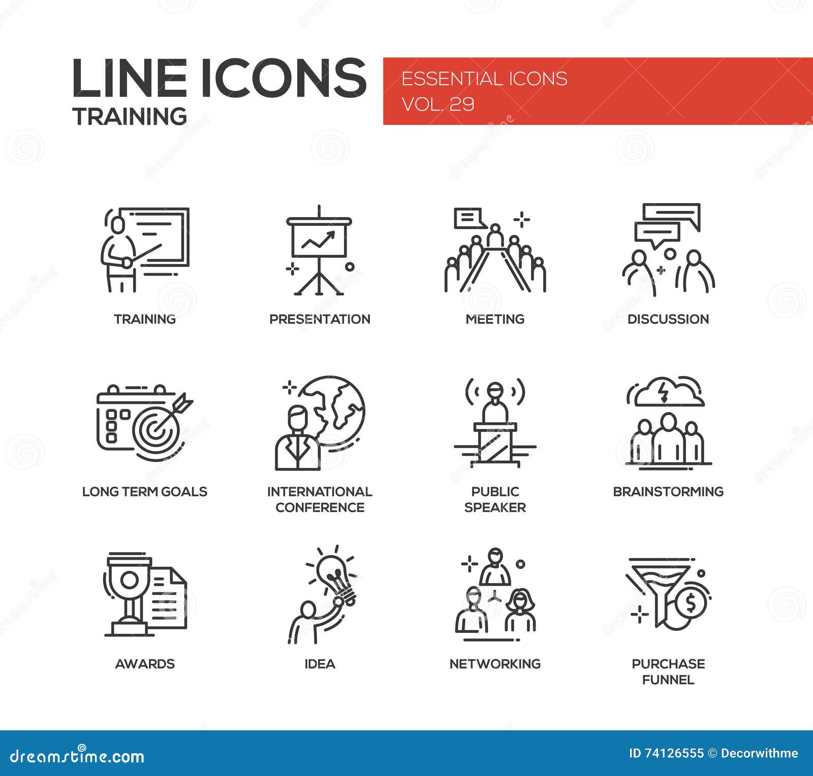 Business Training - Line Design Icons Set Stock Vector - Illustration ...
