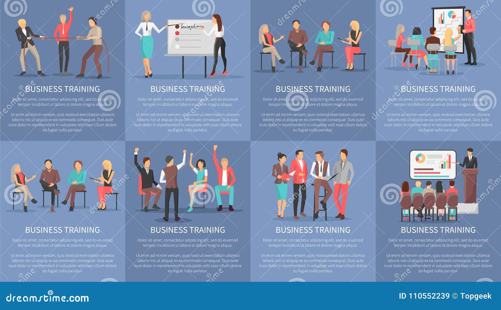 Business Training Seminars Set of Posters Vector Stock Vector ...