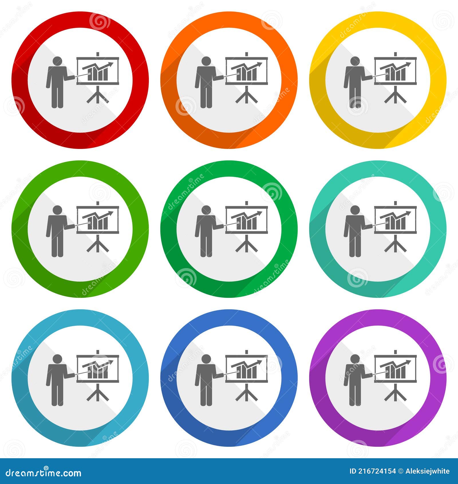 Business Training Vector Icons, Flat Design Colorful Web Buttons Stock ...