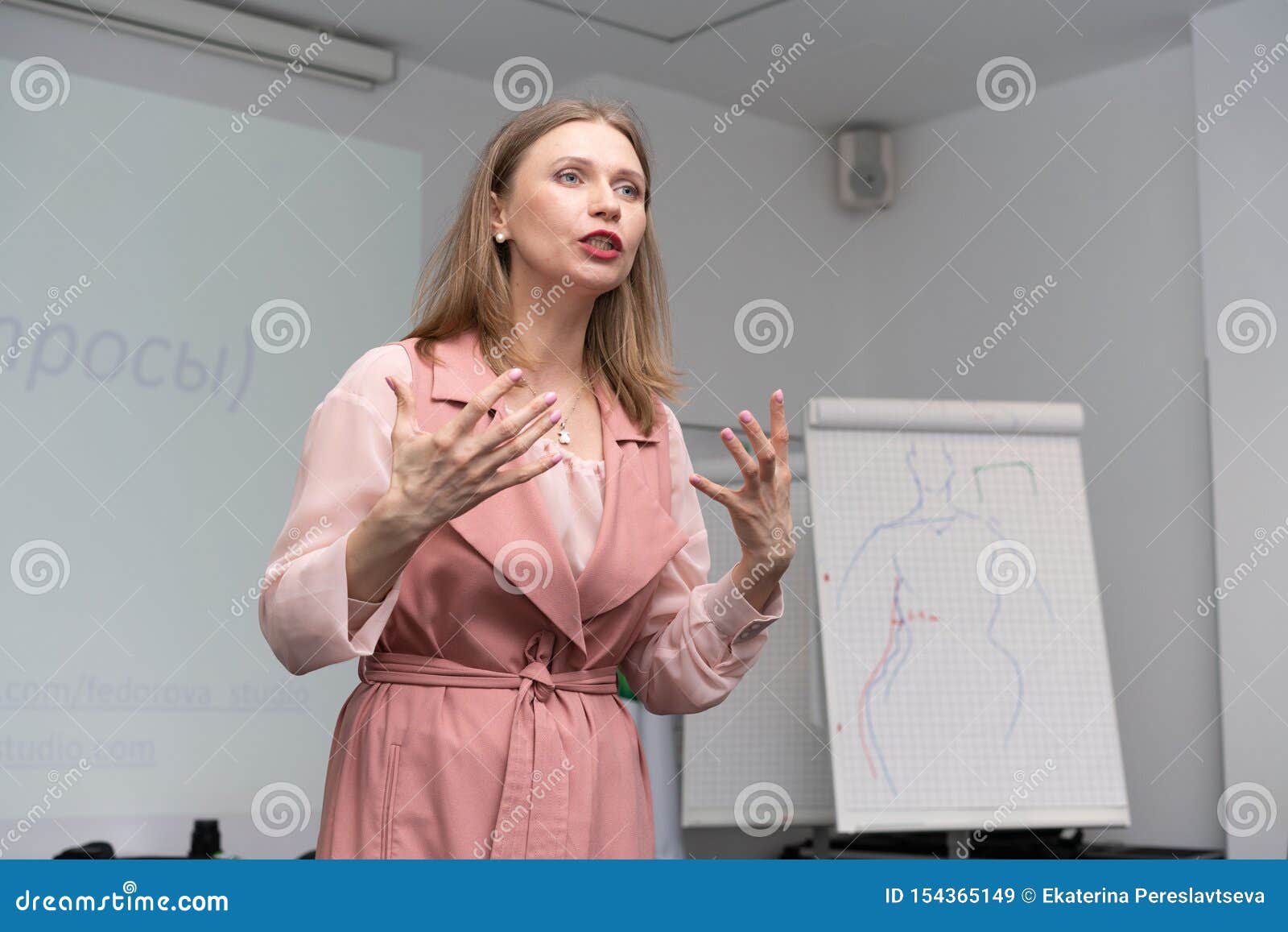 Business Training Business Woman Conducts a Lecture Stock Image - Image ...