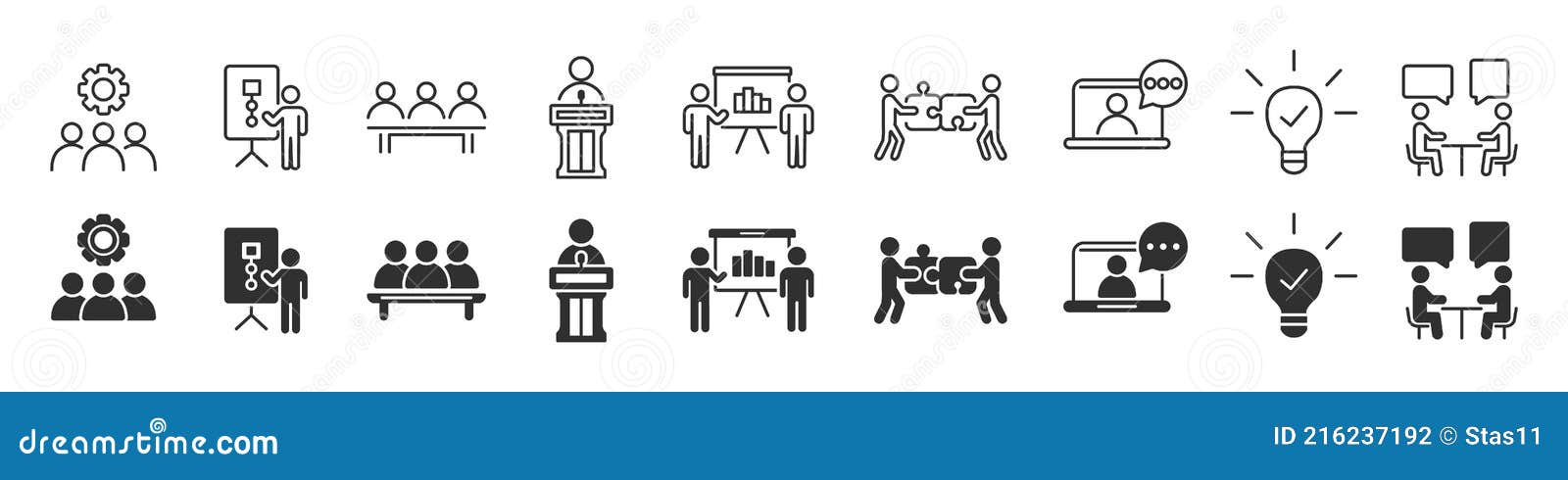 Business Training and Workshop Icons Collection in Two Different Styles ...
