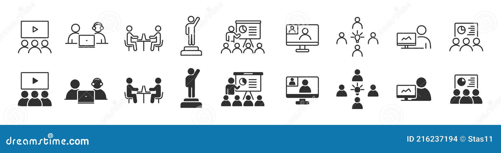 Business Training and Workshop Icons Collection in Two Different Styles ...