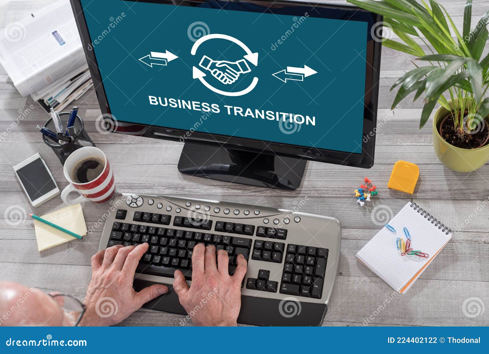 Business Transition Concept on a Computer Stock Photo - Image of ...