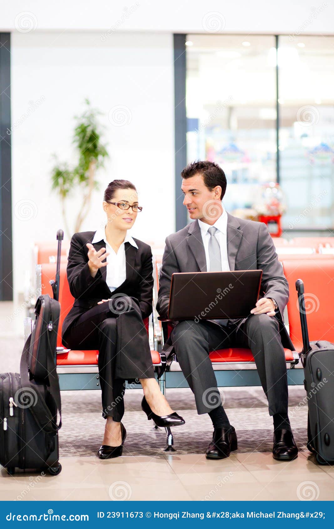 Business Travellers Waiting Flight Stock Image - Image of caucasian ...