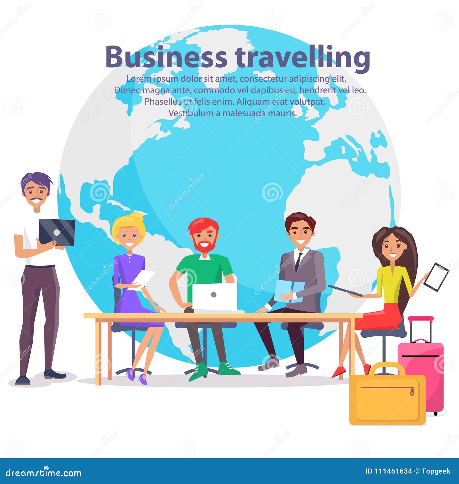 Business Travelling and Globe Vector Illustration Stock Vector ...