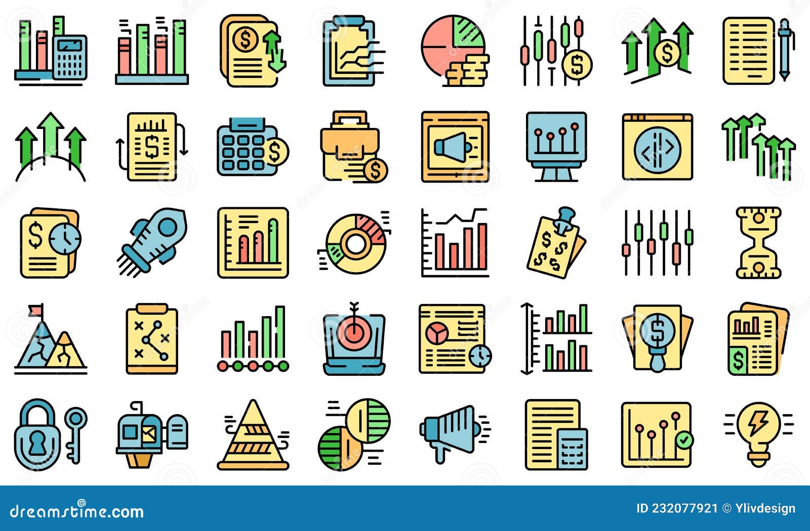 Business Trend Icons Set Vector Flat Stock Vector - Illustration of ...
