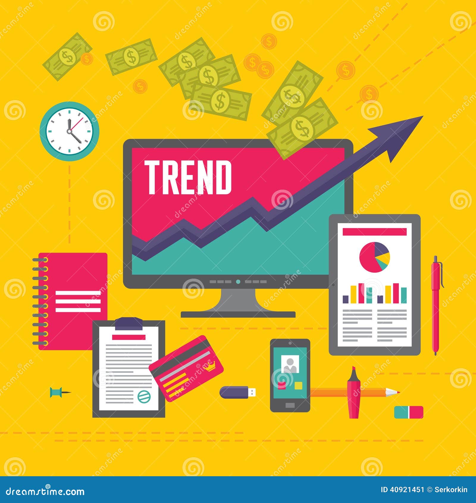 Business Trend Illustration in Flat Design Style Stock Vector ...