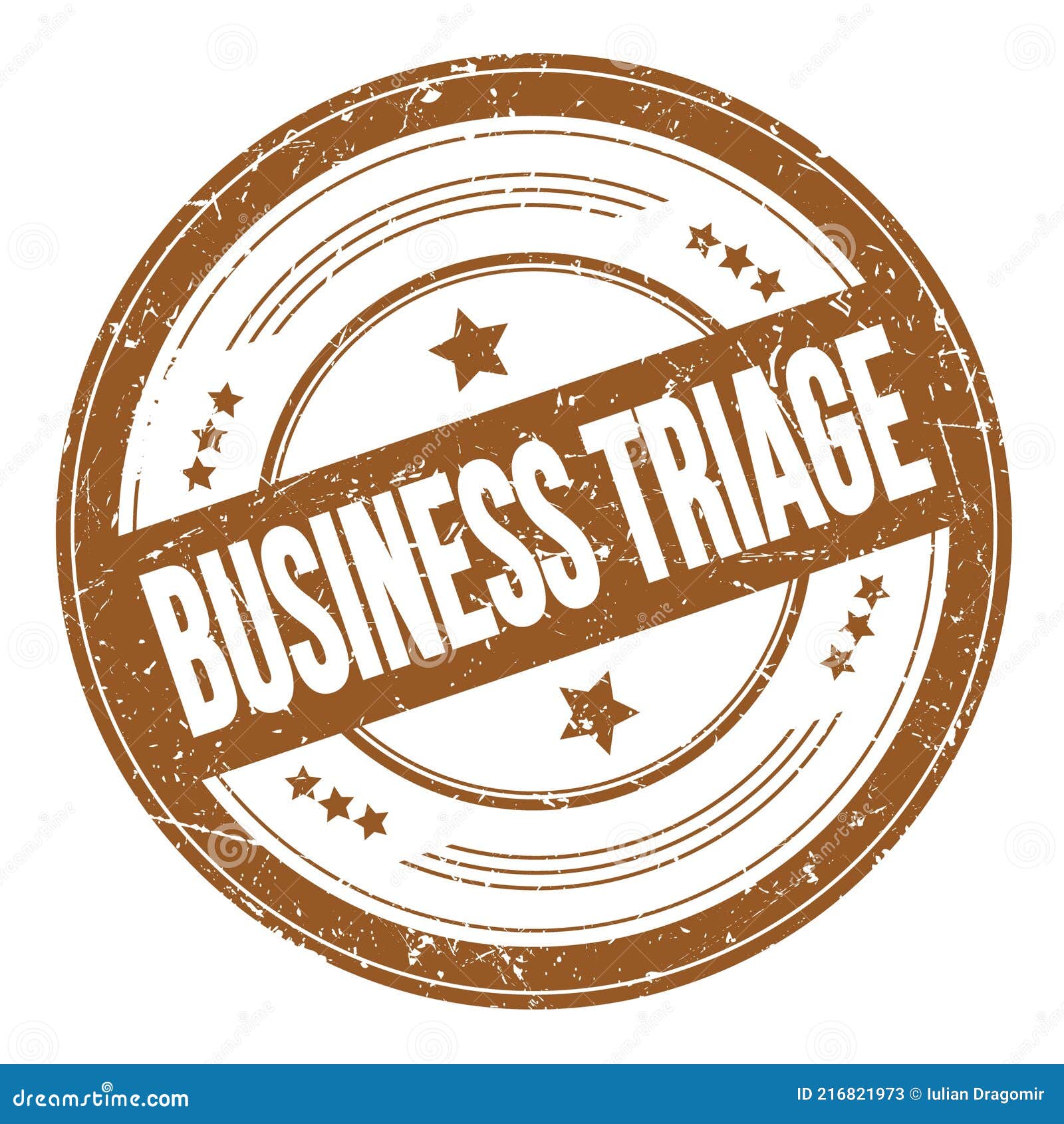BUSINESS TRIAGE Text on Brown Round Grungy Stamp Stock Illustration ...