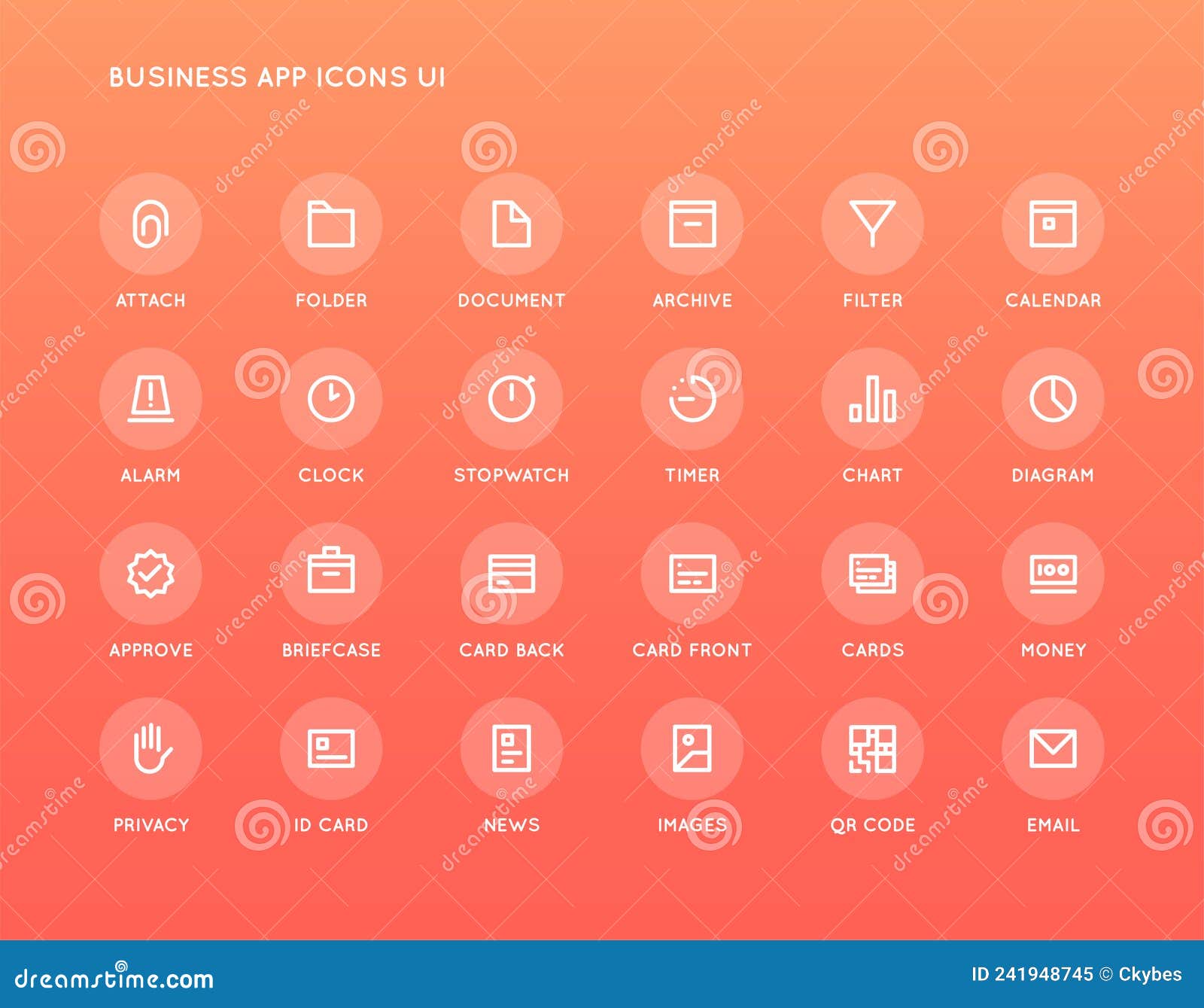 Business User Interface UI Vector Icon Set. High Quality Minimal Lined ...