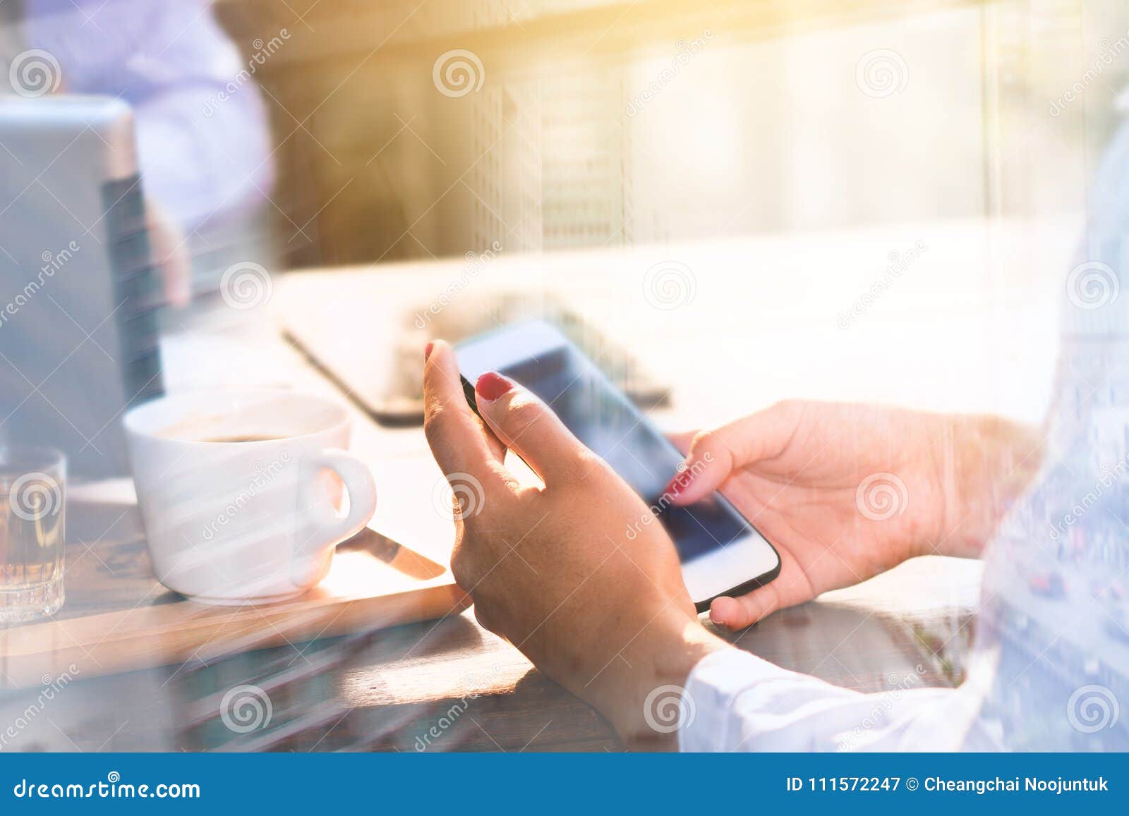 A Business Using the Phone. Stock Image - Image of tablet, office ...