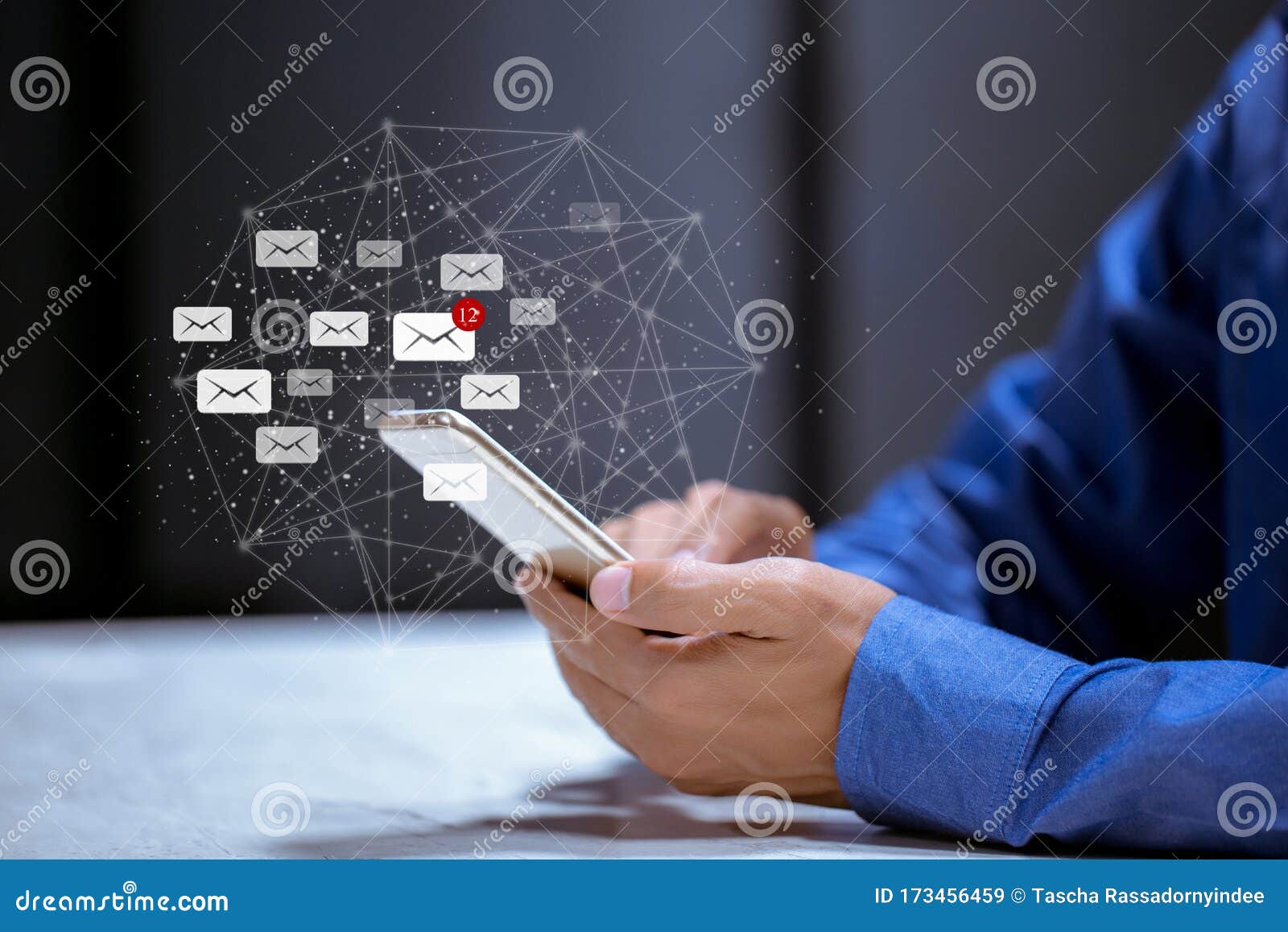 Business Using Smartphone,with Email Icon,email Inbox Electronic ...