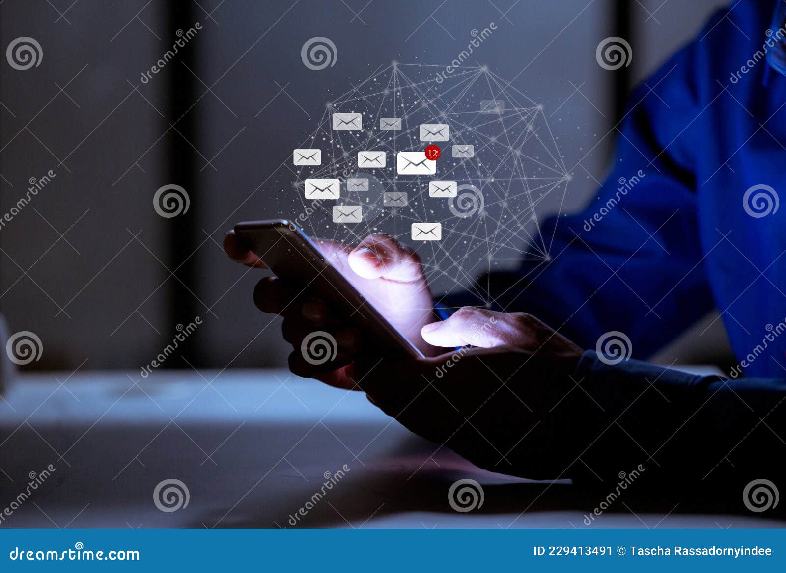 Business Using Smartphone ,with Email Icon, Email Inbox Electronic ...