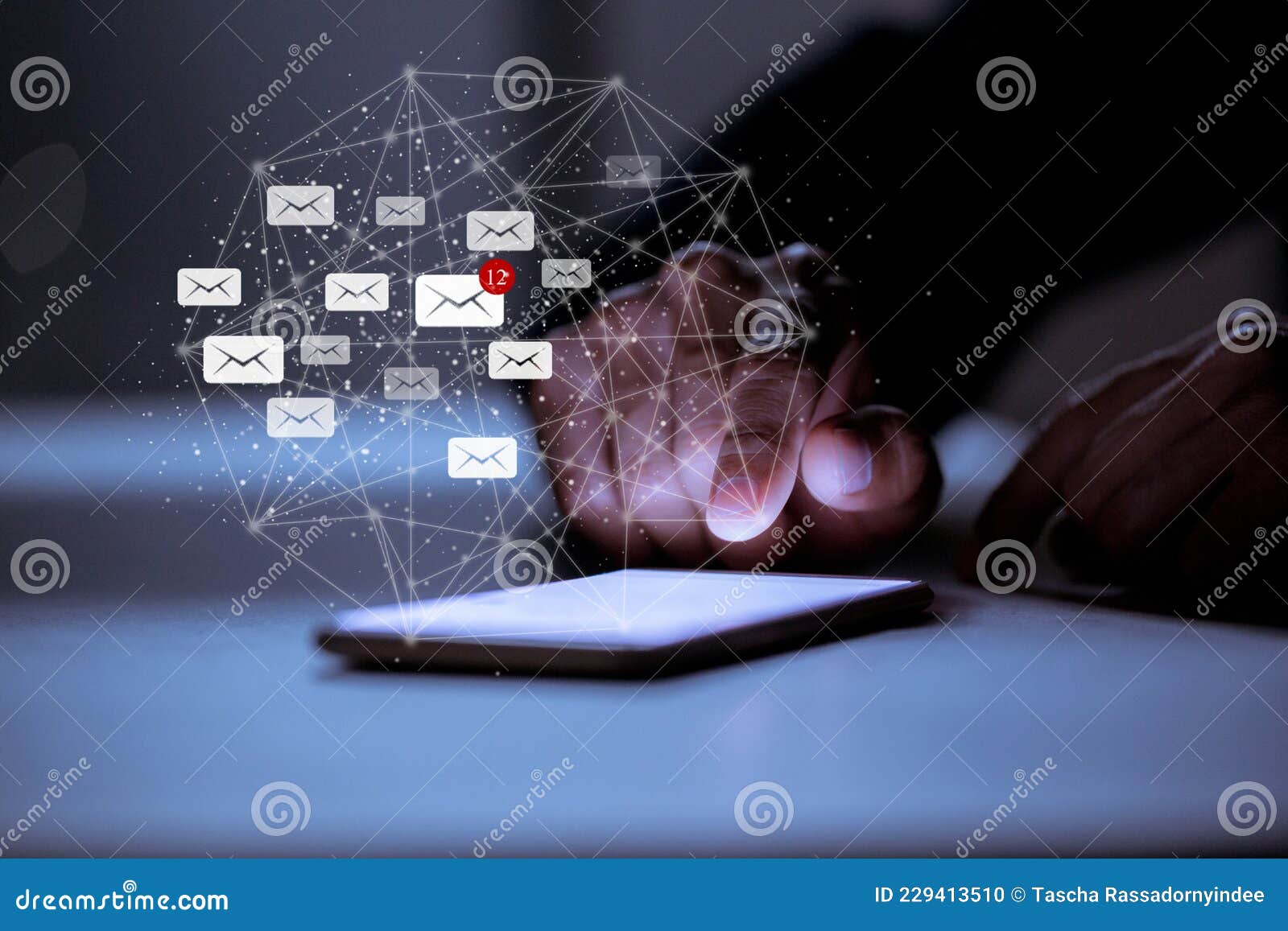 Business Using Smartphone ,with Email Icon, Email Inbox Electronic ...