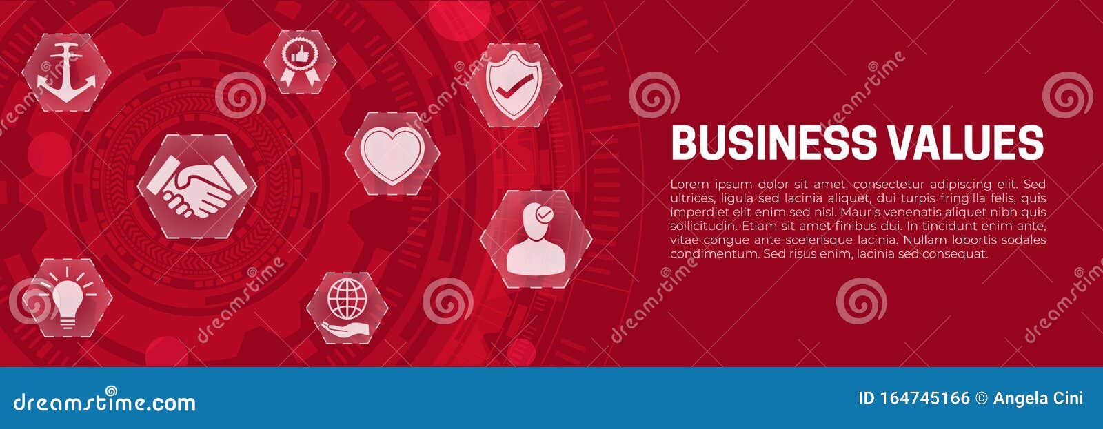 Business Values Abstract Banner Background with Icons Stock Vector ...