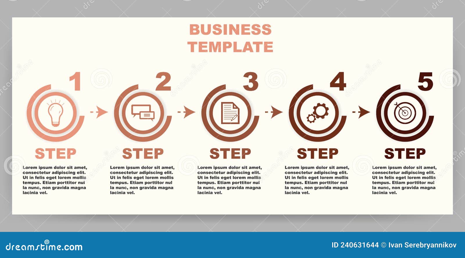 Business Vector Flowchart with 5 Aspiration Steps of Development and ...
