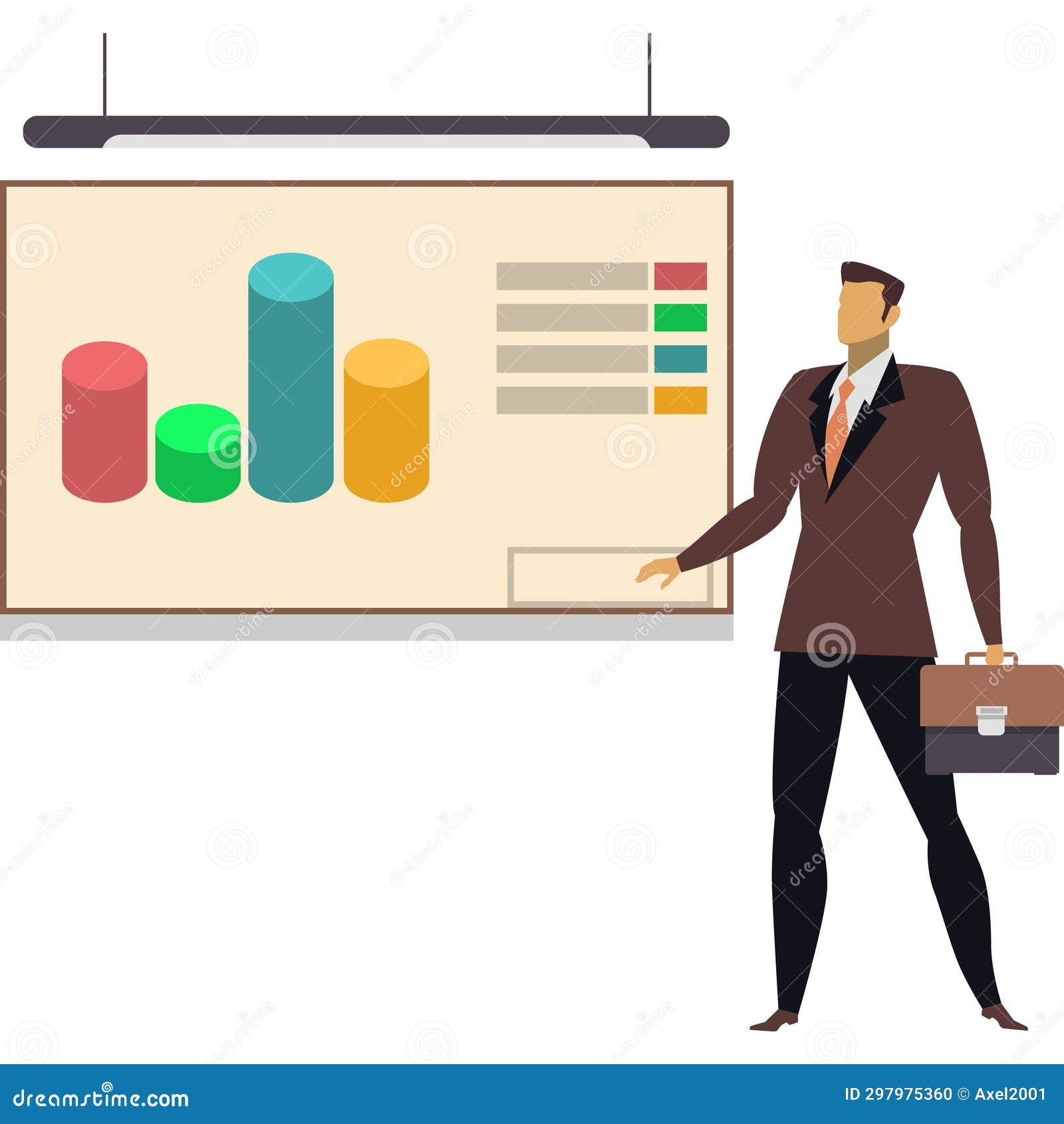 Business Vector Presenter Showing Graph and Chart Stock Vector ...