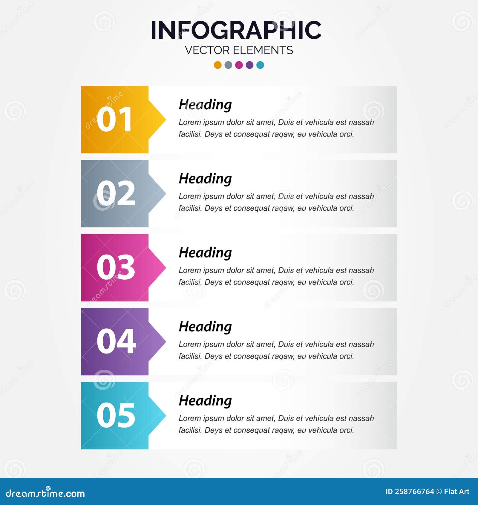 Business Vertical Infographic Design Template with Icons and 5 Five ...