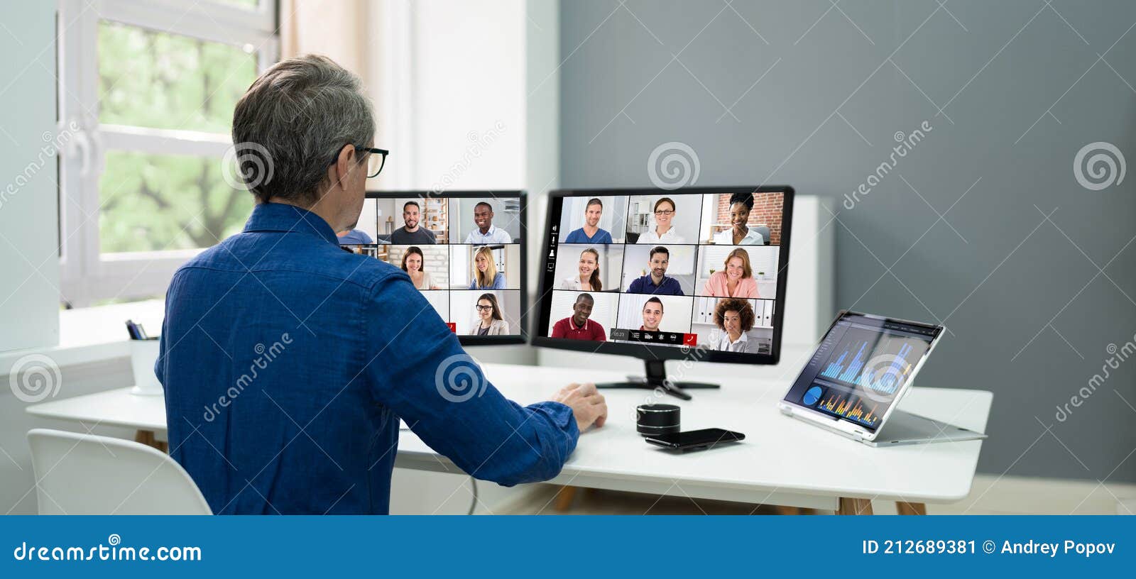 Business Video Conference Call Working Stock Image - Image of ...